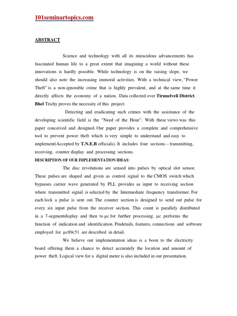 Micro Controller Based Power Theft Identification | PDF | Frequency ...