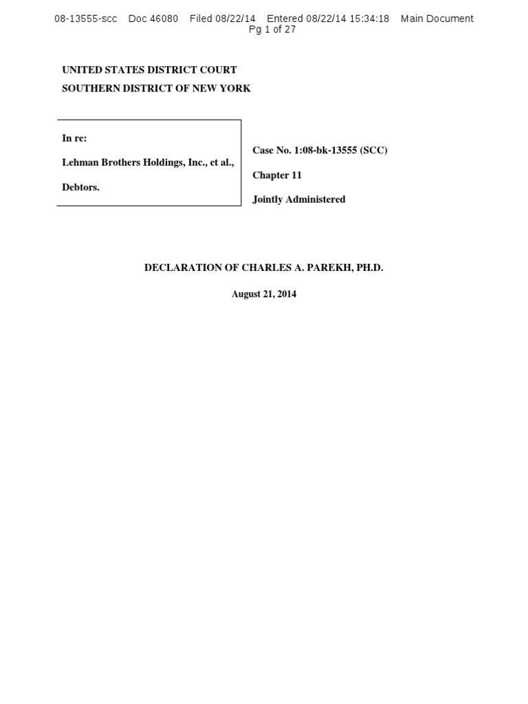 Declaration of Charles A Parekh PHD - Main Document PDF | PDF | Alt A ...