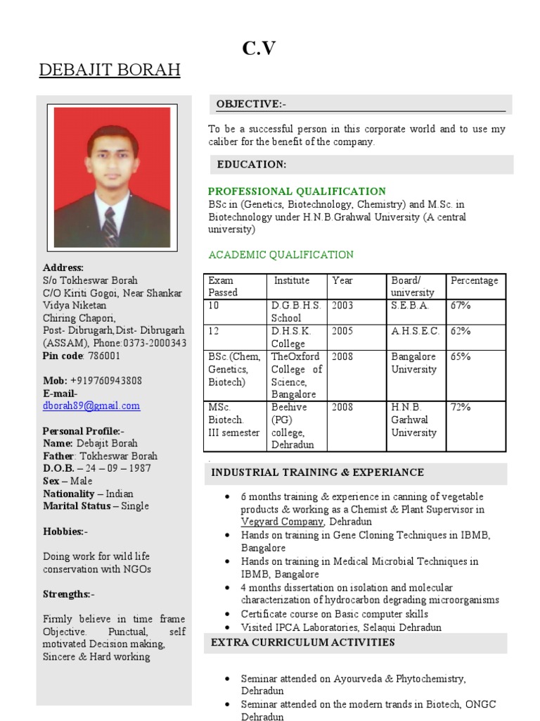 Debajit Borah: Professional Qualification | PDF | Biotechnology | Molecular Biology