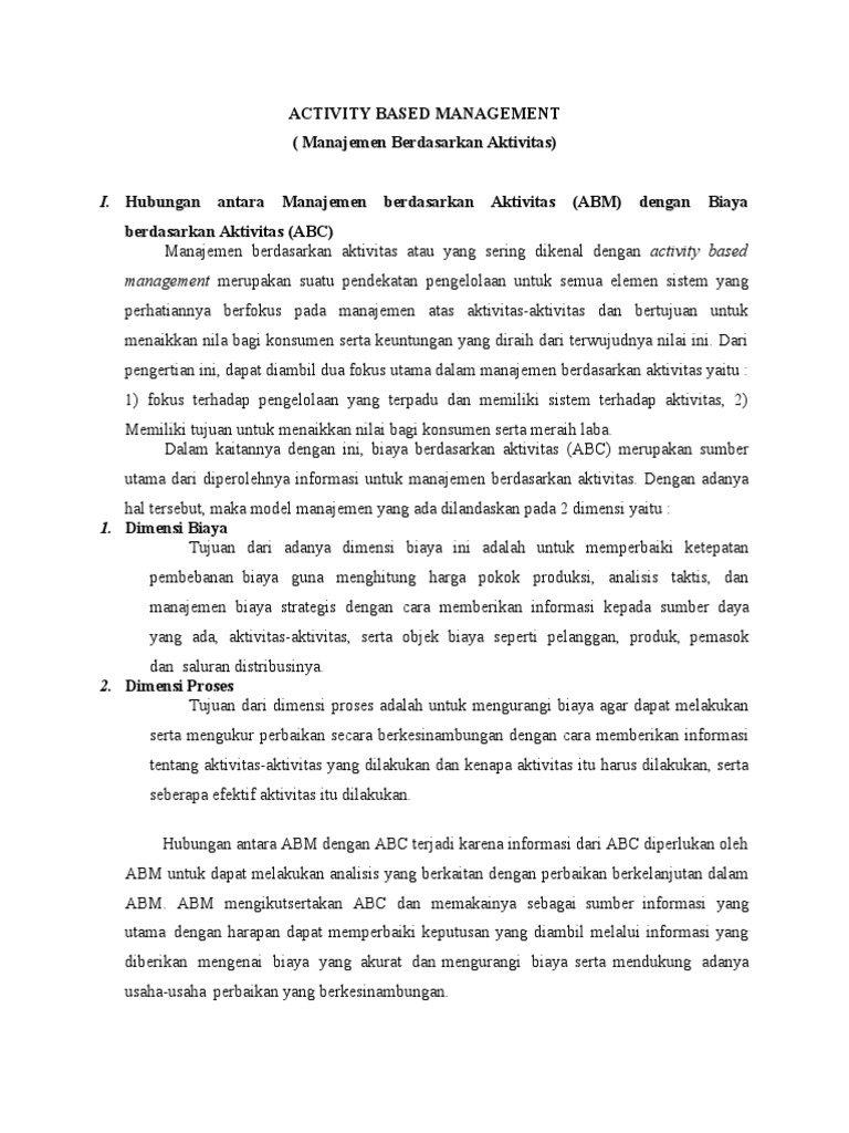 Activity Based Management | PDF