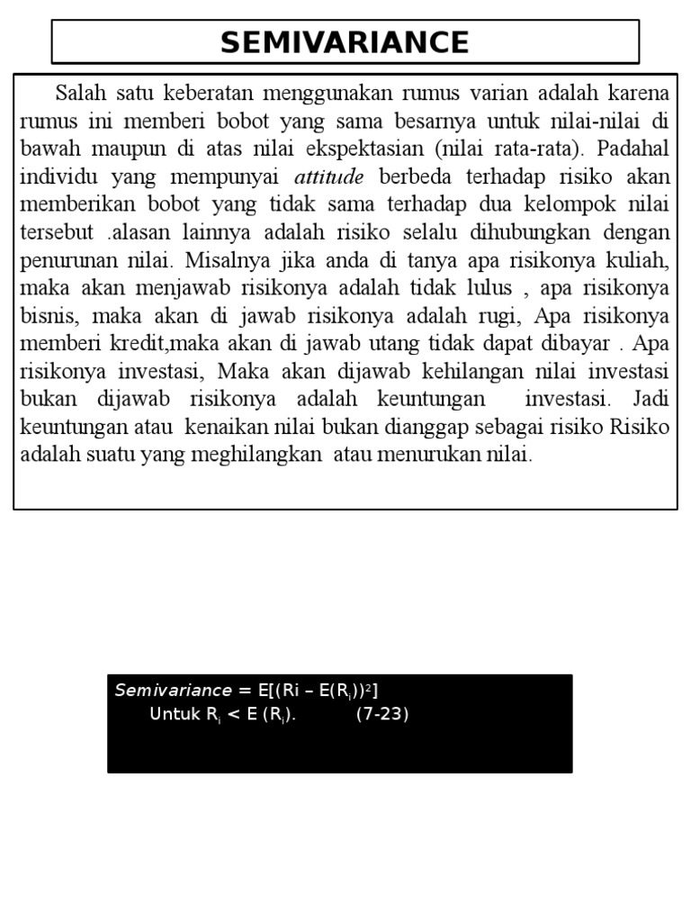 Semi Variance Pdf Karier And Perkembangan