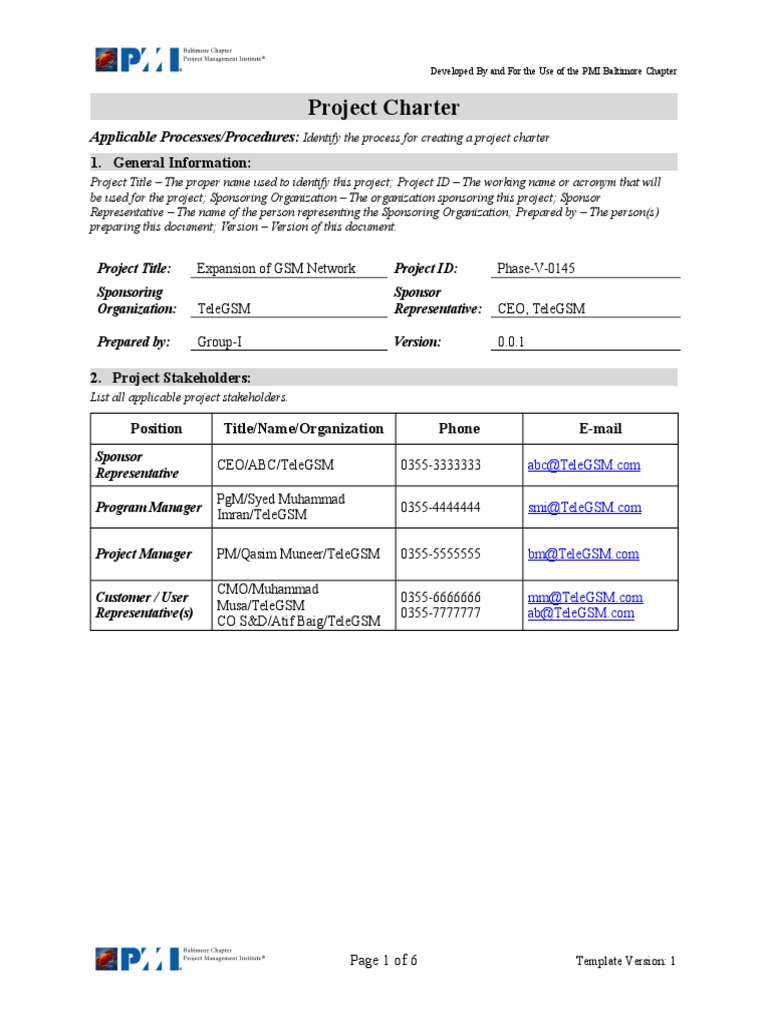 Project Charter-Sample | PDF | Project Management | Business