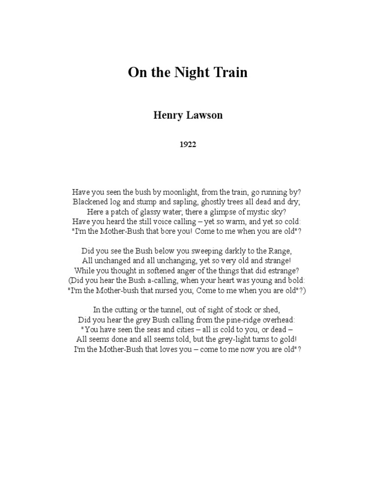 On The Night Train Poem | PDF
