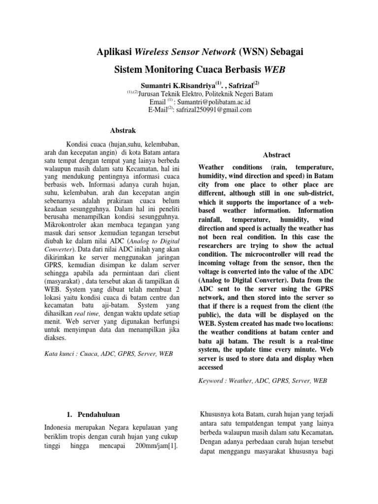 Microsoft Word Paper Sistem Monitoring Cuaca Berbasis WEB - Revisi. Sumantri PDF | PDF