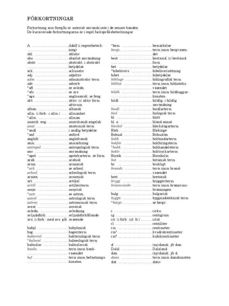 Förkortningar | PDF