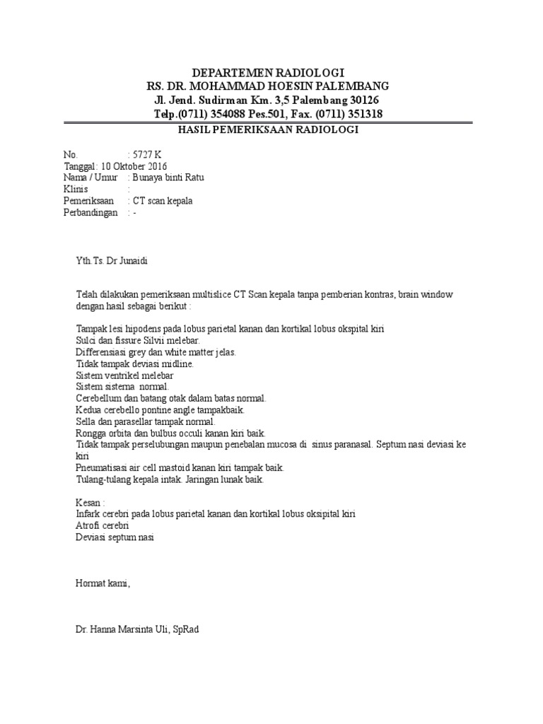 Contoh CT Scan Kepala | PDF