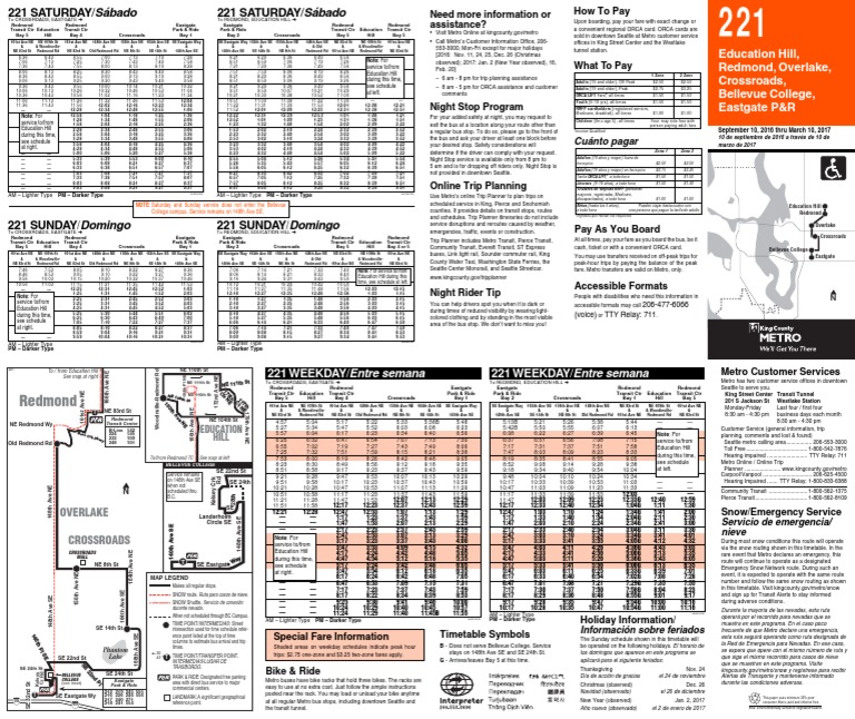 221 Bus Schedule: Redmond to Bellevue | PDF | Public Transport | Transport