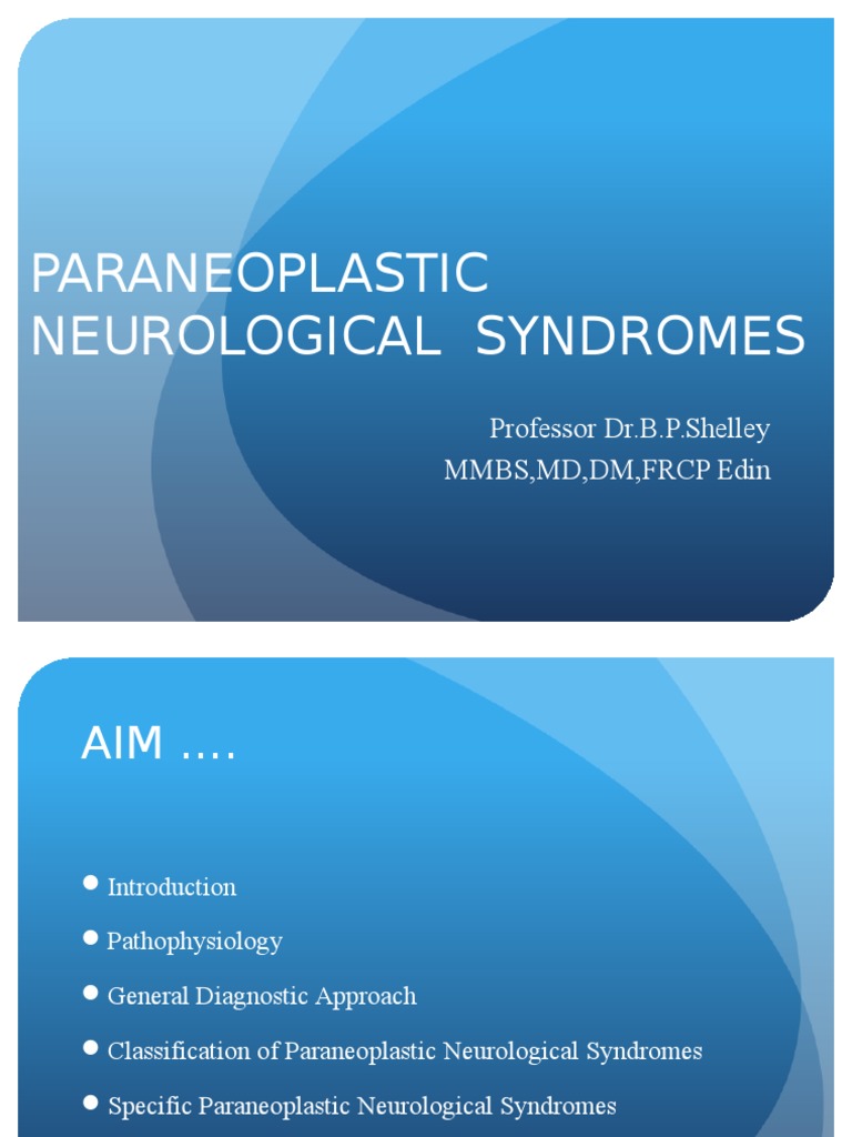 Classification and Pathophysiology of Paraneoplastic Neurological ...