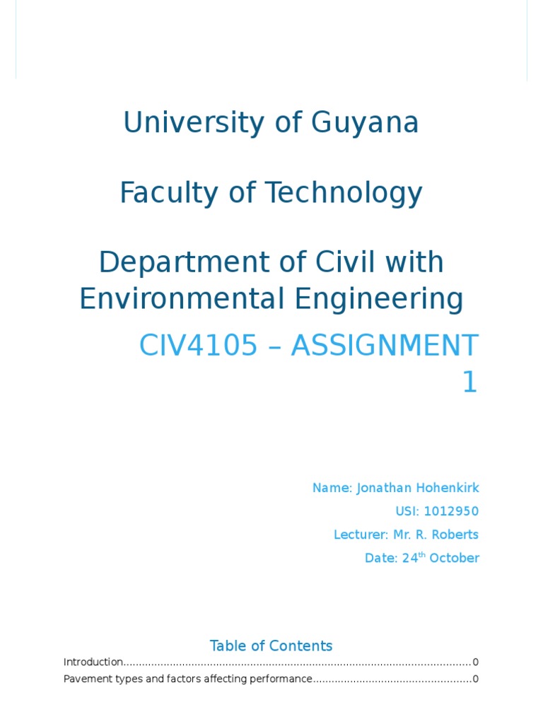 CIV4105 - Assignment 1 | PDF | Road Surface | Construction Aggregate