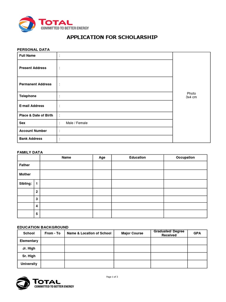 Total Undergraduated Scholarship Form | PDF