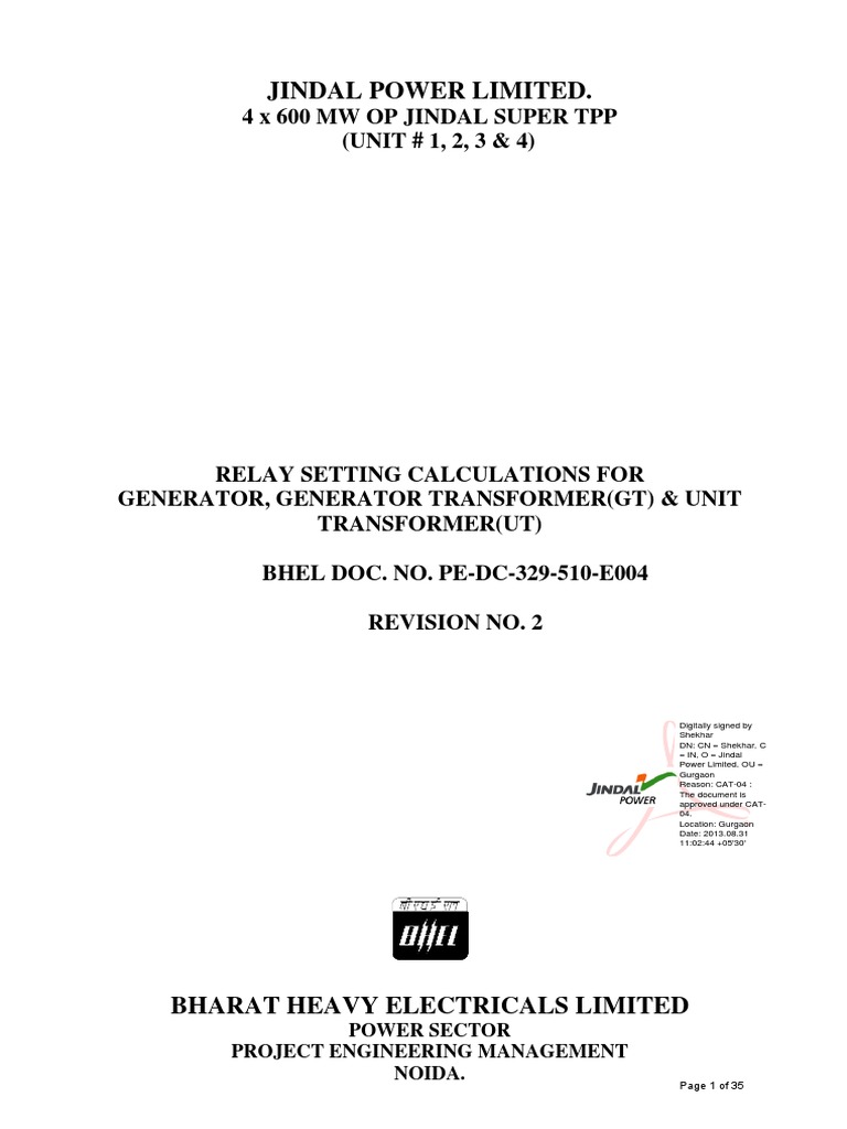 GRP Relay Setting Rev r3 | PDF | Electrical Impedance | Power (Physics)