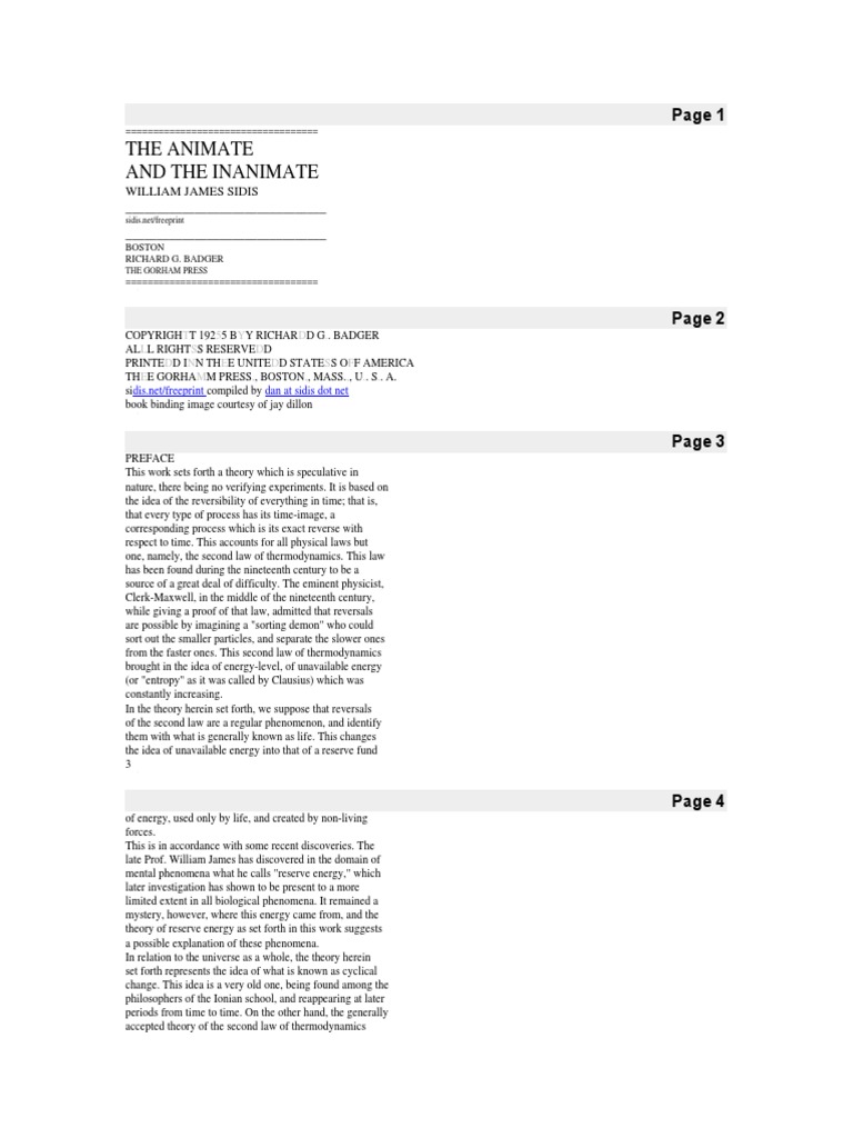 The Animate and The Inanimate - Copie | PDF | Second Law Of ...