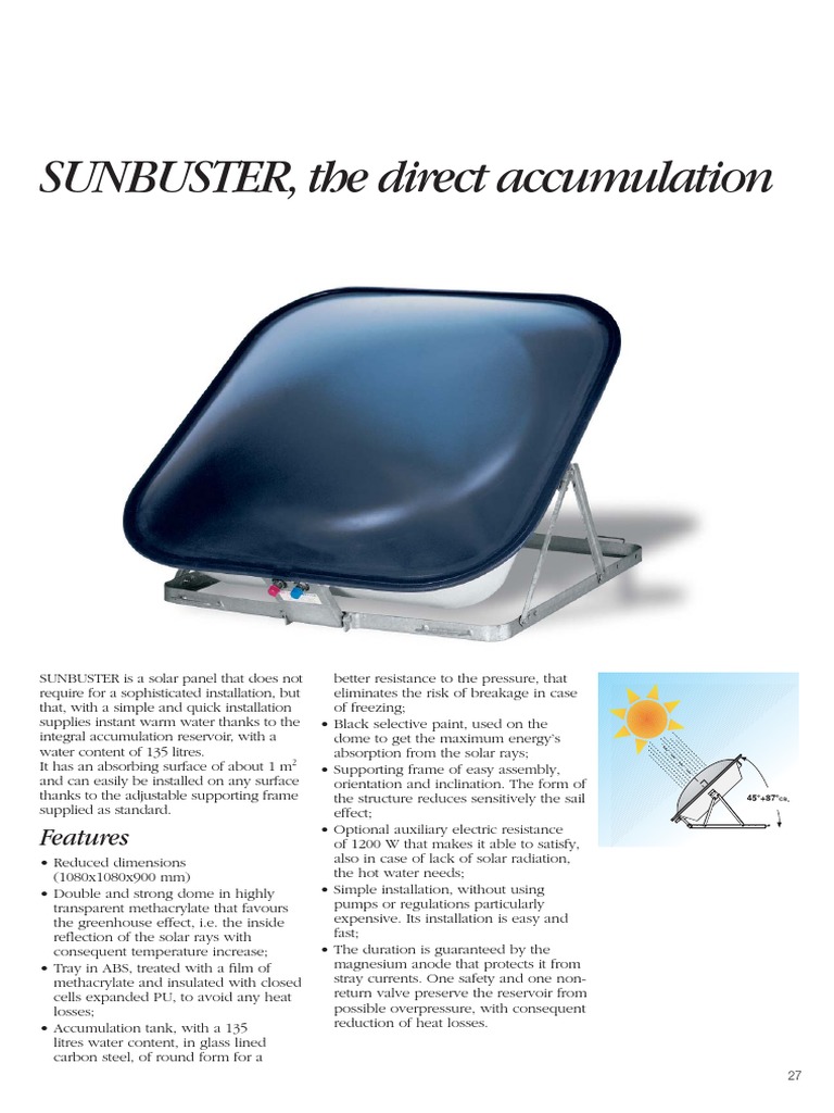 SUNBUSTER, The Direct Accumulation: Features | PDF | Water Heating ...