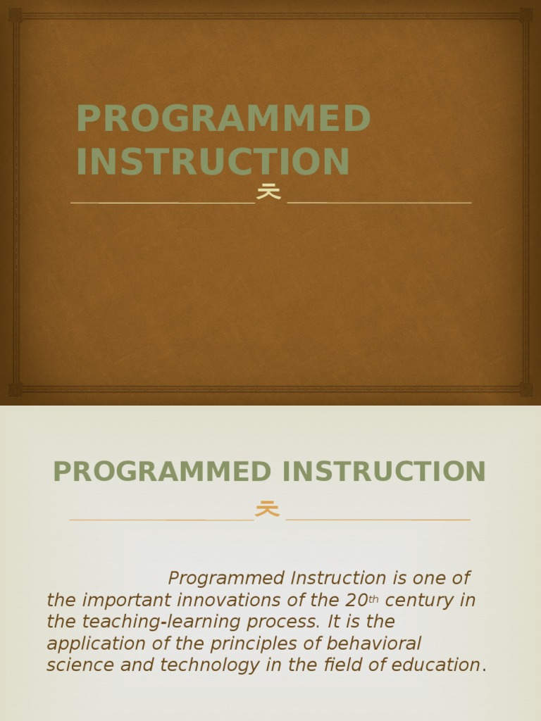 Programmed Instruction | PDF