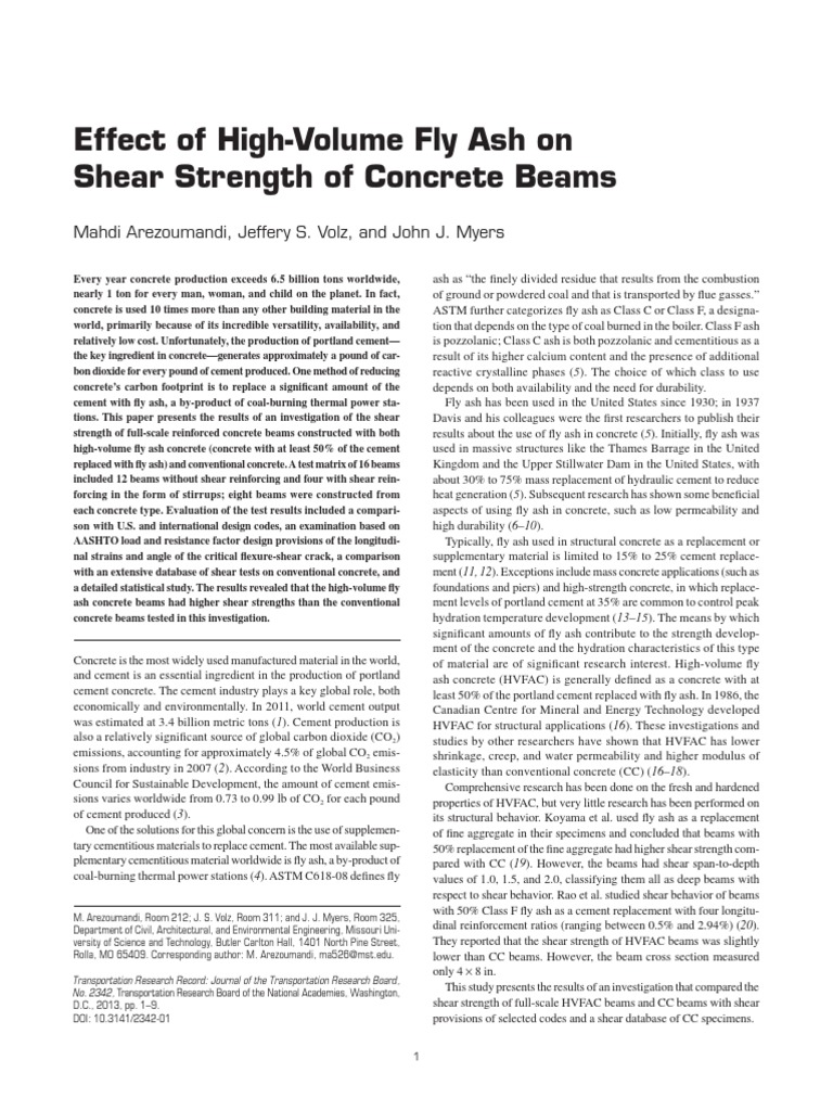 Shear Strength of High-Volume Fly Ash Concrete | PDF | Fly Ash ...