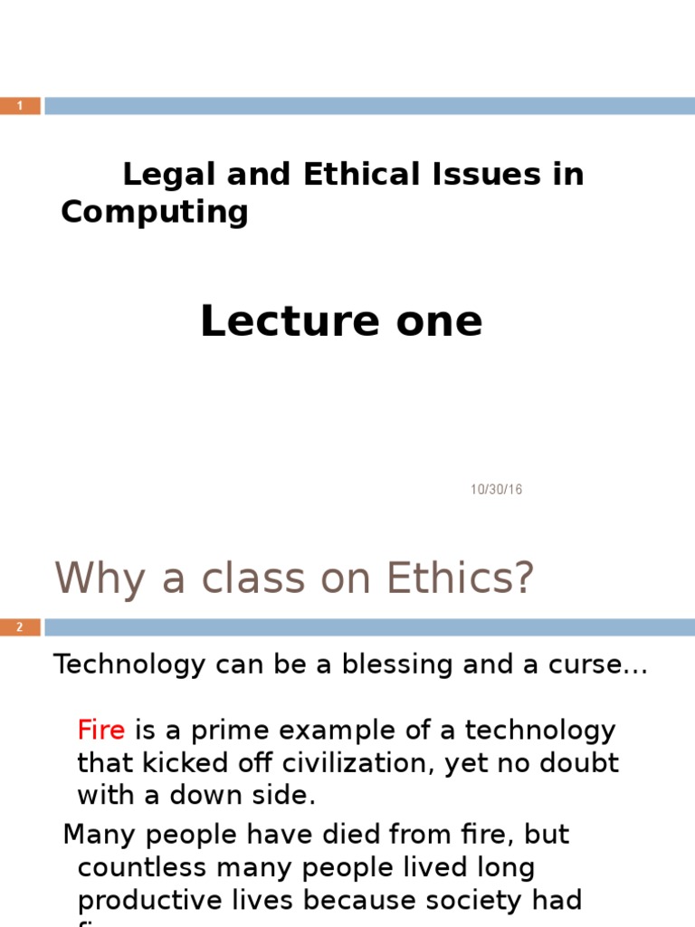 Lecture One Legal And Ethical Issues In Computing Pdf Professional