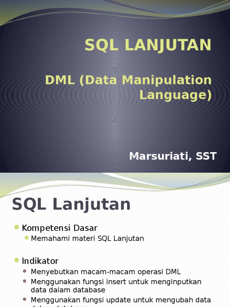 DML (Data Manipulation Language) | PDF