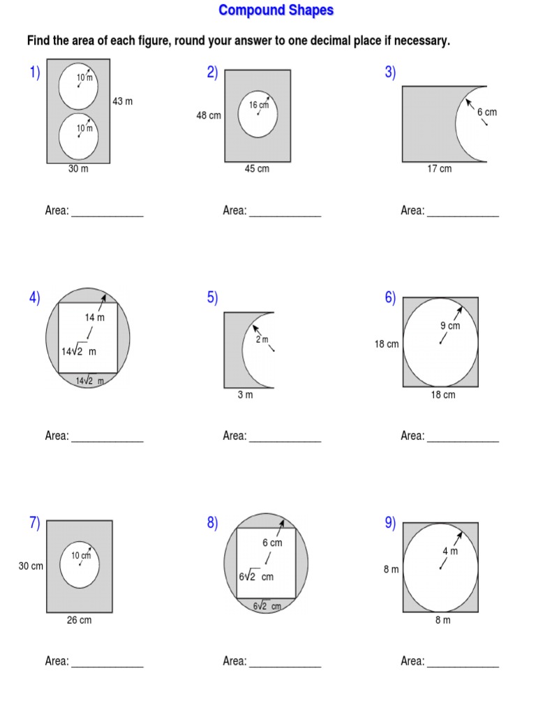 Compound Areas Circles Squares | PDF