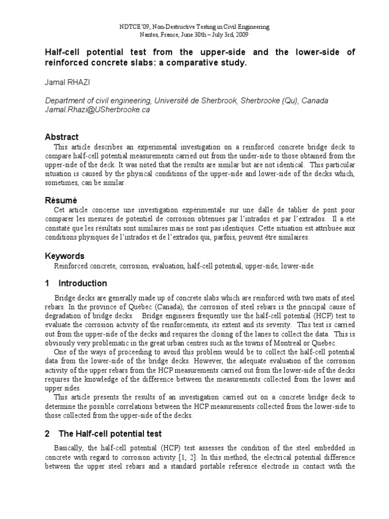 Half-Cell Potential Test From The Upper-Side and The Lower-Side of ...