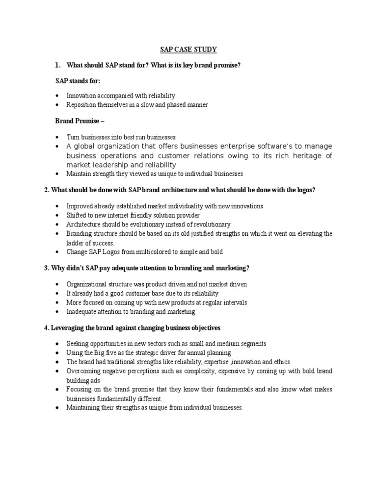 Sap Case Study | PDF