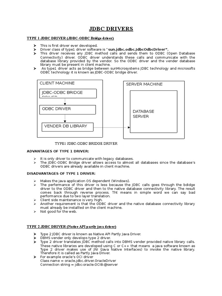 JDBC Drivers: Server Machine Client Machine Jdbc-Odbc Bridge Driver ...