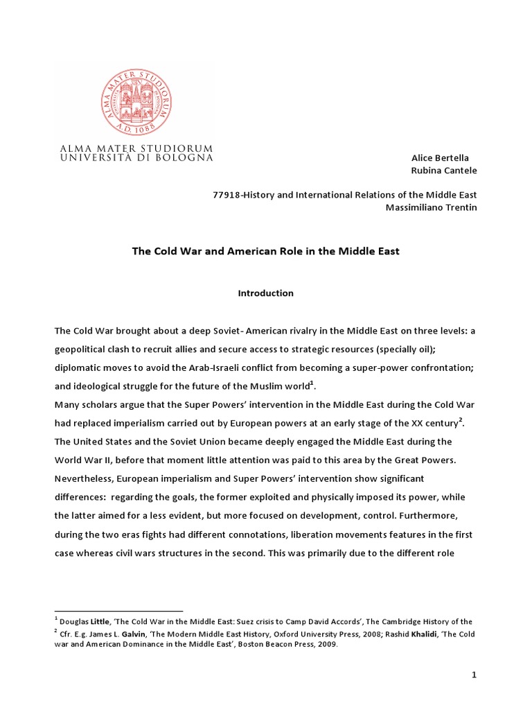 The Cold War and American Role in the Middle East: Goals, Strategies ...