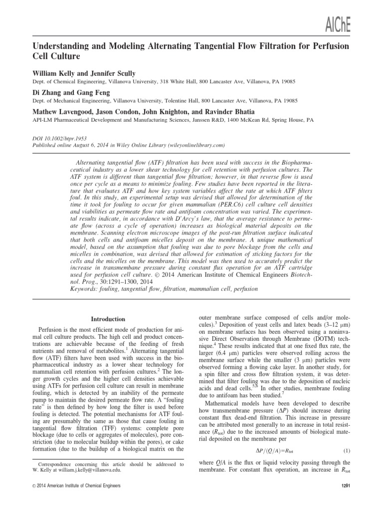 Understanding and Modeling Alternating Tangential Flow Filtration For ...