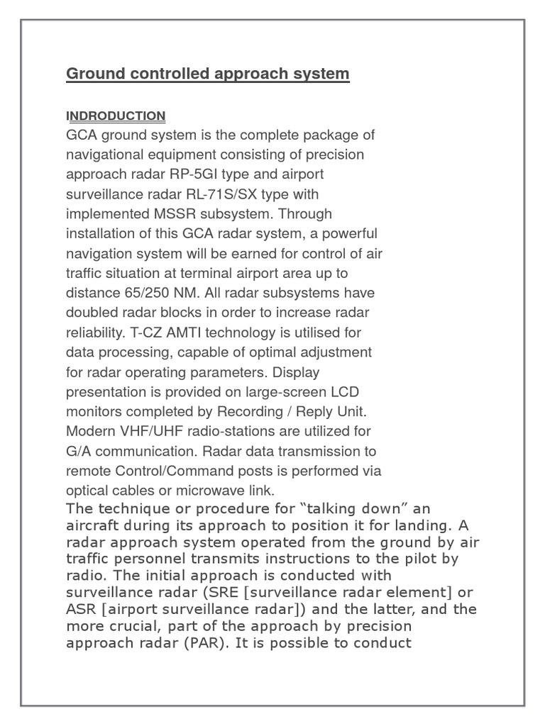 Ground Controlled Approach System | PDF