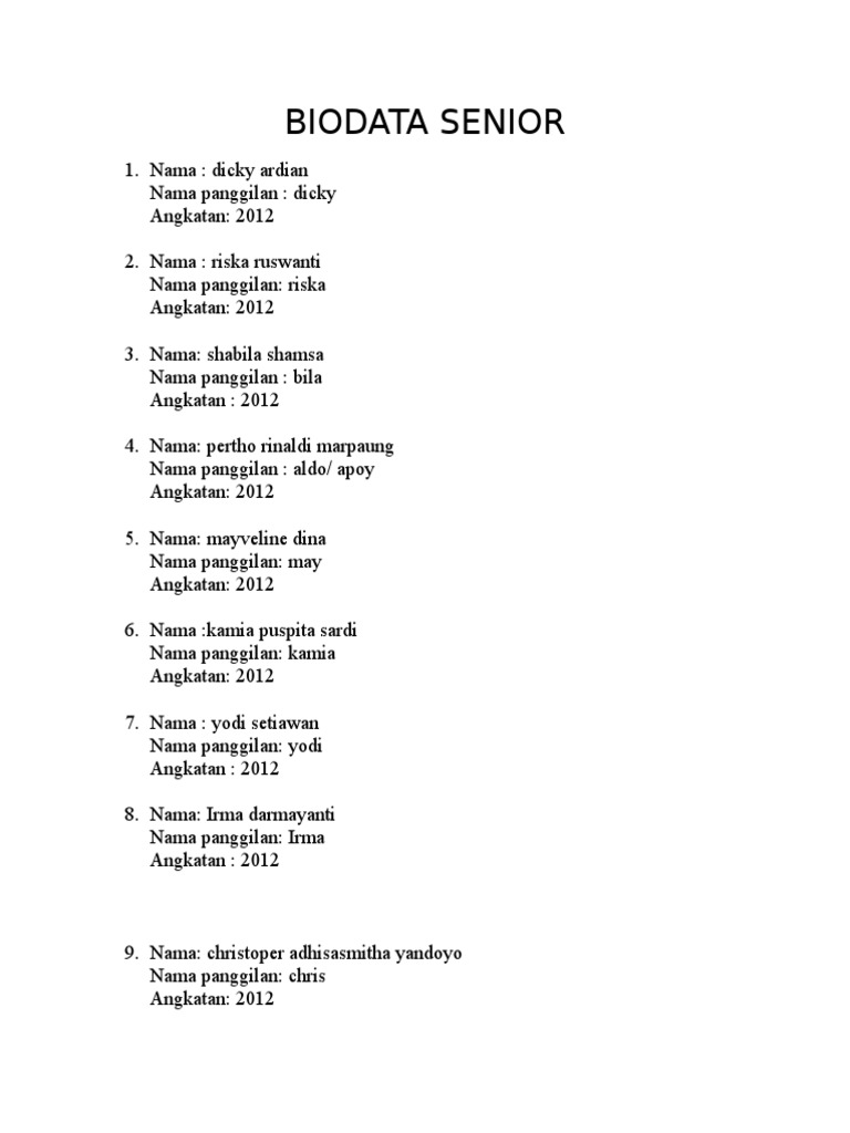 Biodata Senior | PDF