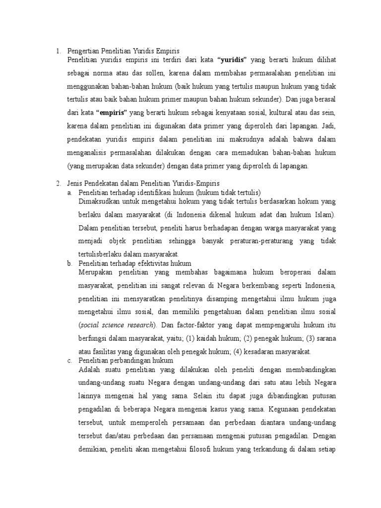 Pengertian Penelitian Yuridis Empiris | PDF