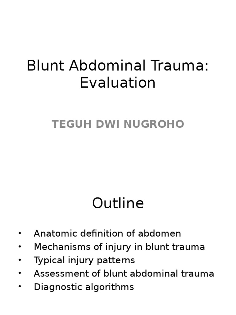 Blunt Abdominal Trauma Management Guide | PDF | Abdomen | Major Trauma