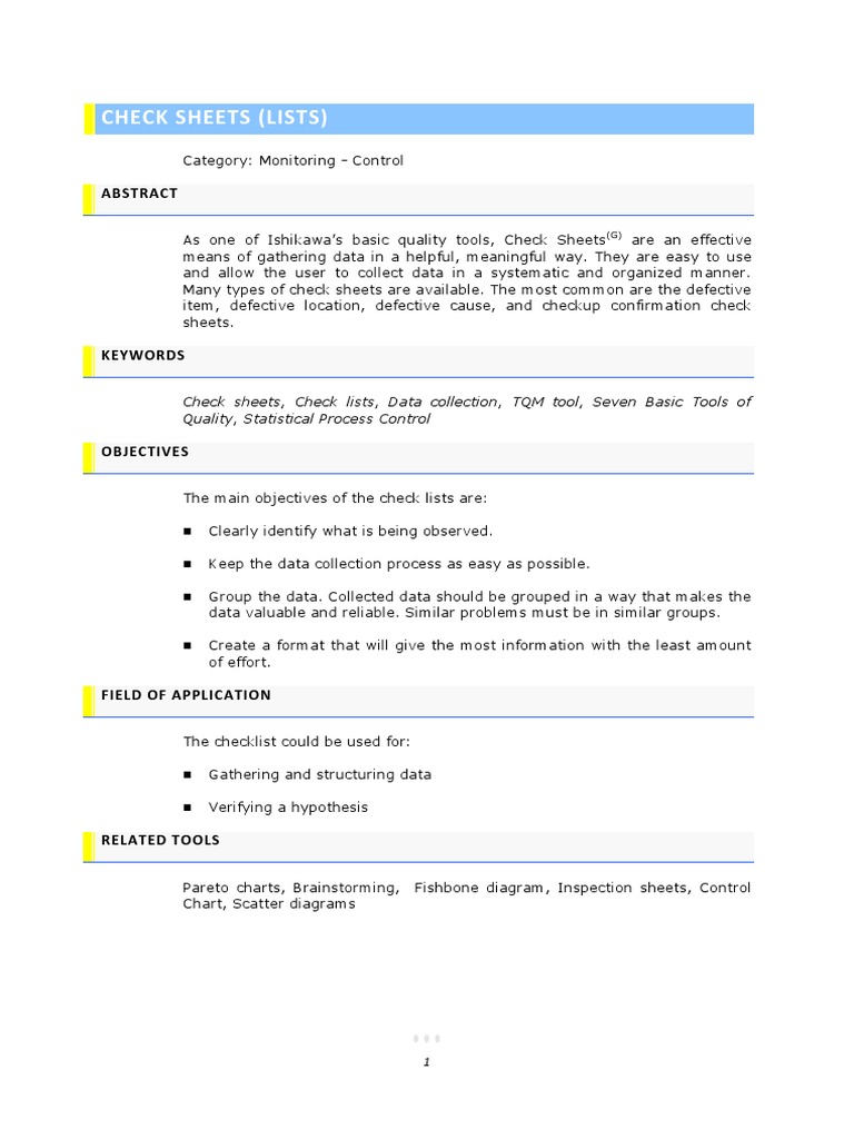 Check Sheets | PDF | Science | Computing And Information Technology