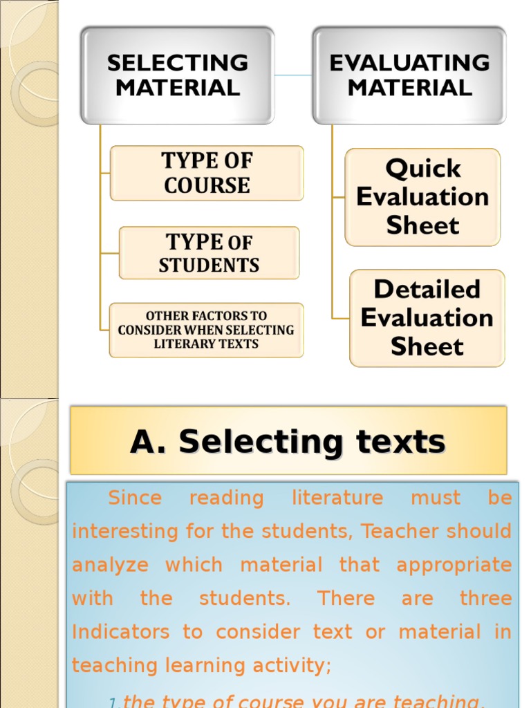 Selecting and Evaluating Materials in Literary Text | PDF | Reading ...