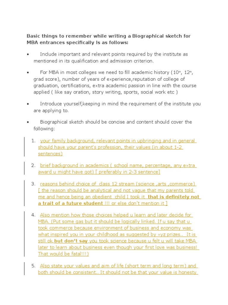 Biosketch Sample | PDF | Master Of Business Administration | University ...