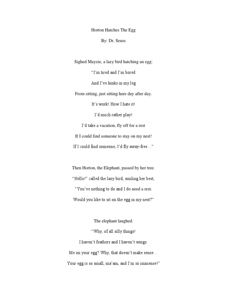 Horton Hatches The Egg PDF | PDF | Leisure | Nature