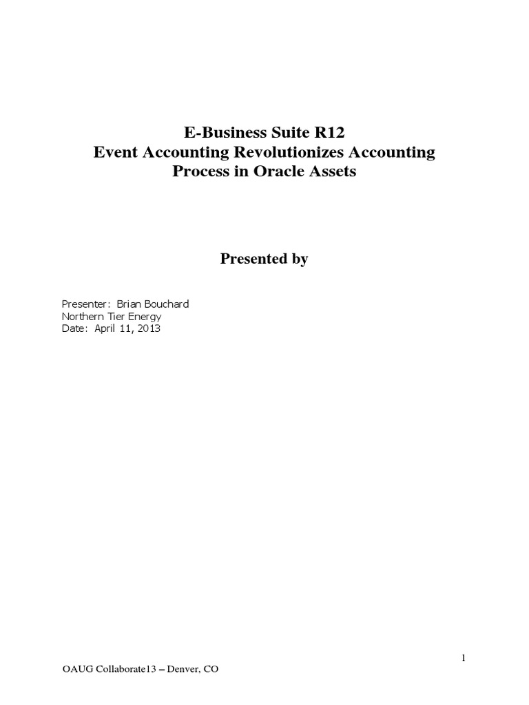 Event Accounting-OAUG Collaborate13 WP | PDF | Debits And Credits ...