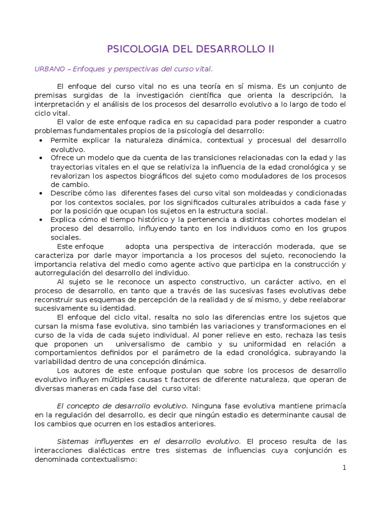 RESUMEN - Psicologia Del Desarrollo II | PDF | Adultos | Adolescencia