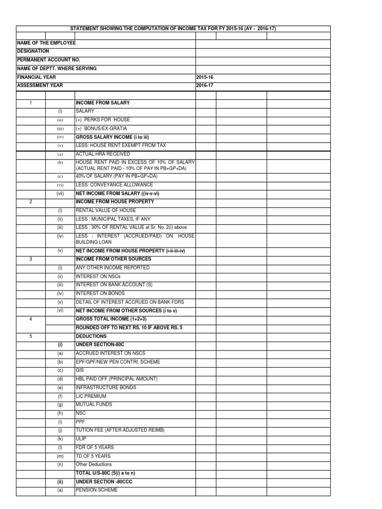 Income Tax Computation PDF | PDF | Salary | Renting