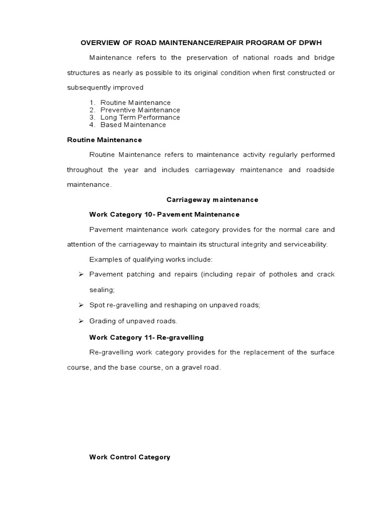 Road Maintenance Overview and Strategies | PDF | Road | Road Surface