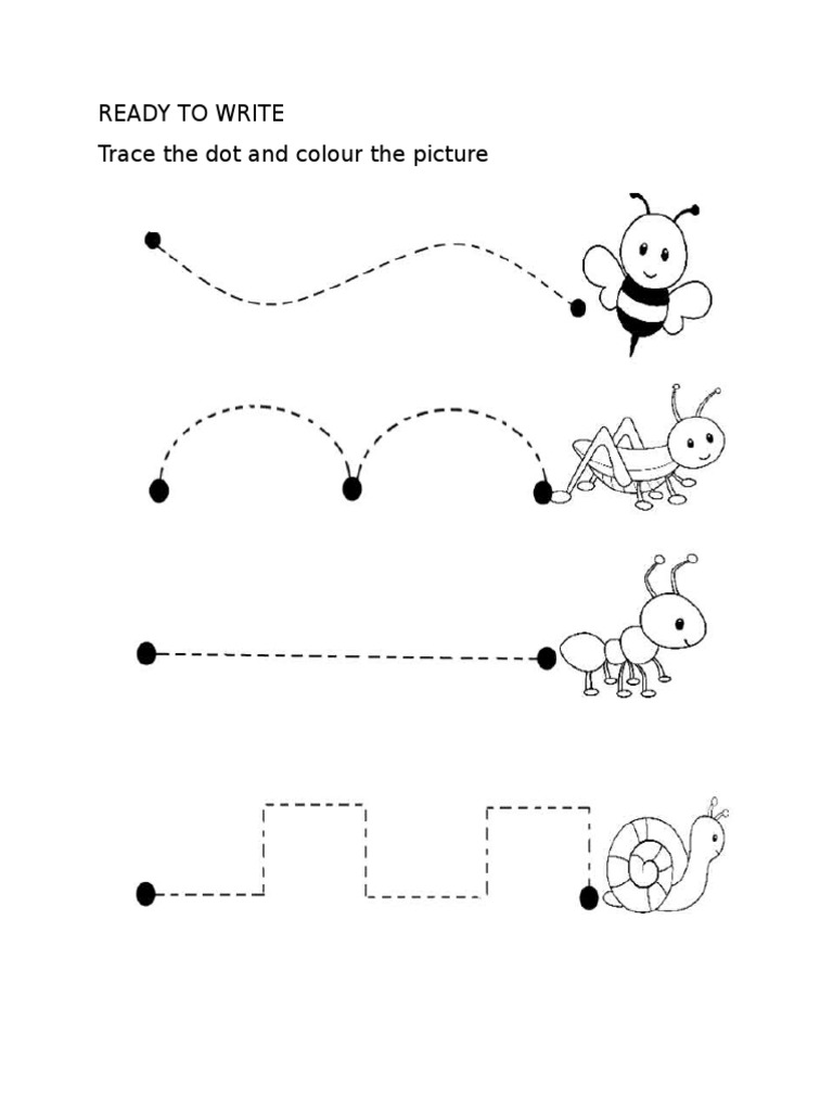 Ready To Write Trace The Dot and Colour The Picture | PDF