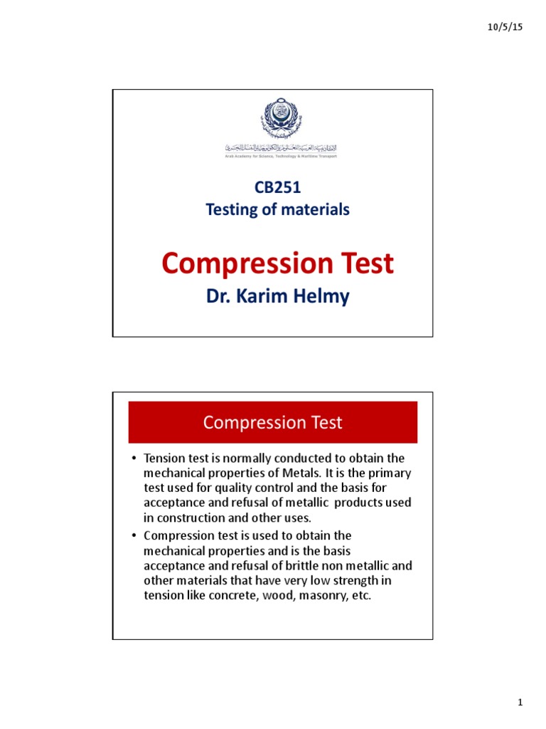 Compression Testing of Materials | PDF | Strength Of Materials ...
