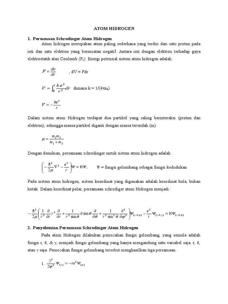 Atom Hidrogen | PDF