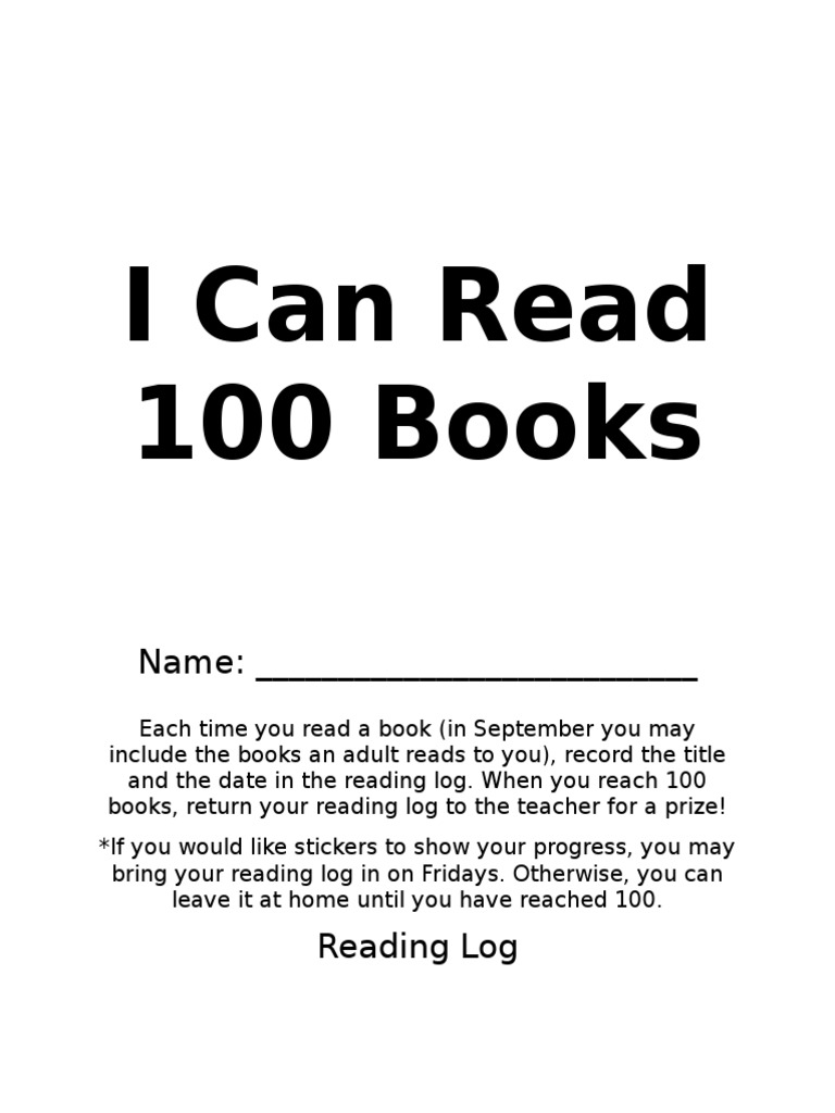 100 Book Challenge Reading Log | PDF | General Fiction