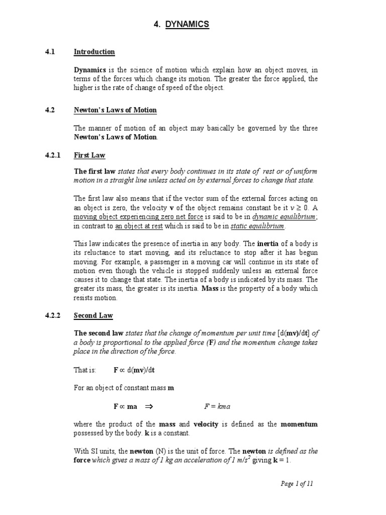 Dynamics Notes | PDF | Collision | Force