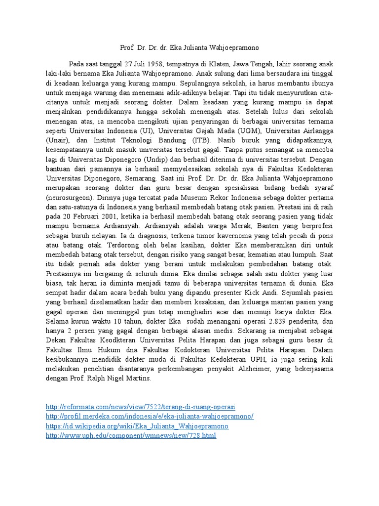 Karangan Prof. Dr. DR. Dr. Eka Julianta Wahjoepramono, SPBS, PH.D | PDF ...