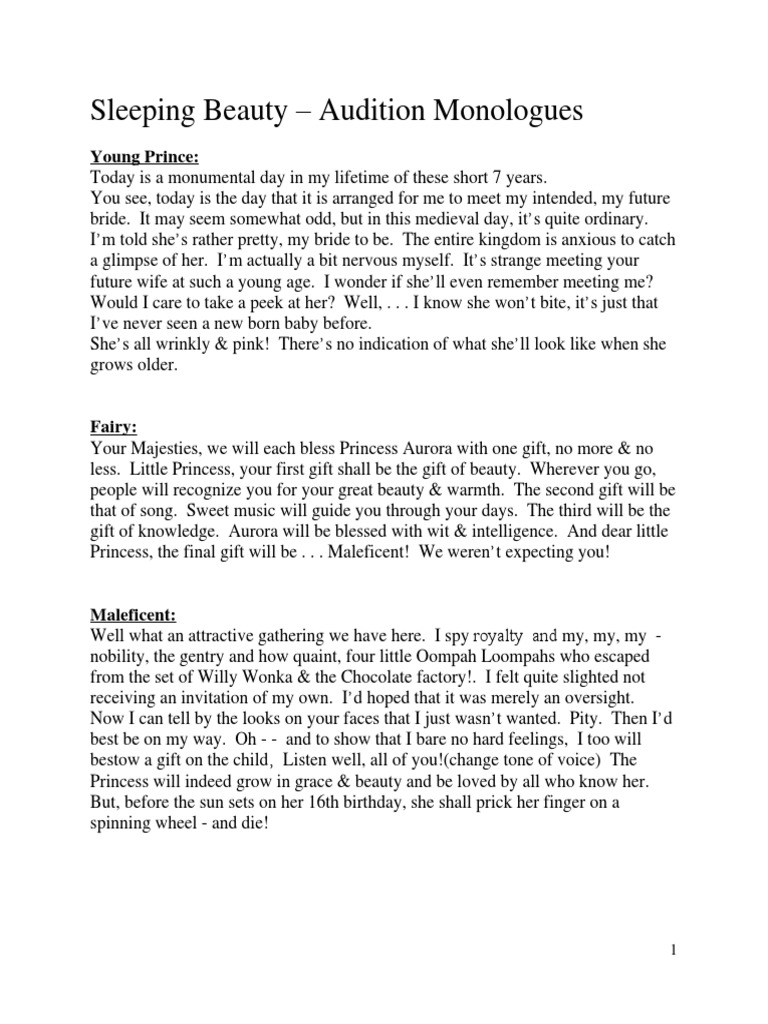 Sleeping Beauty Monologue | PDF