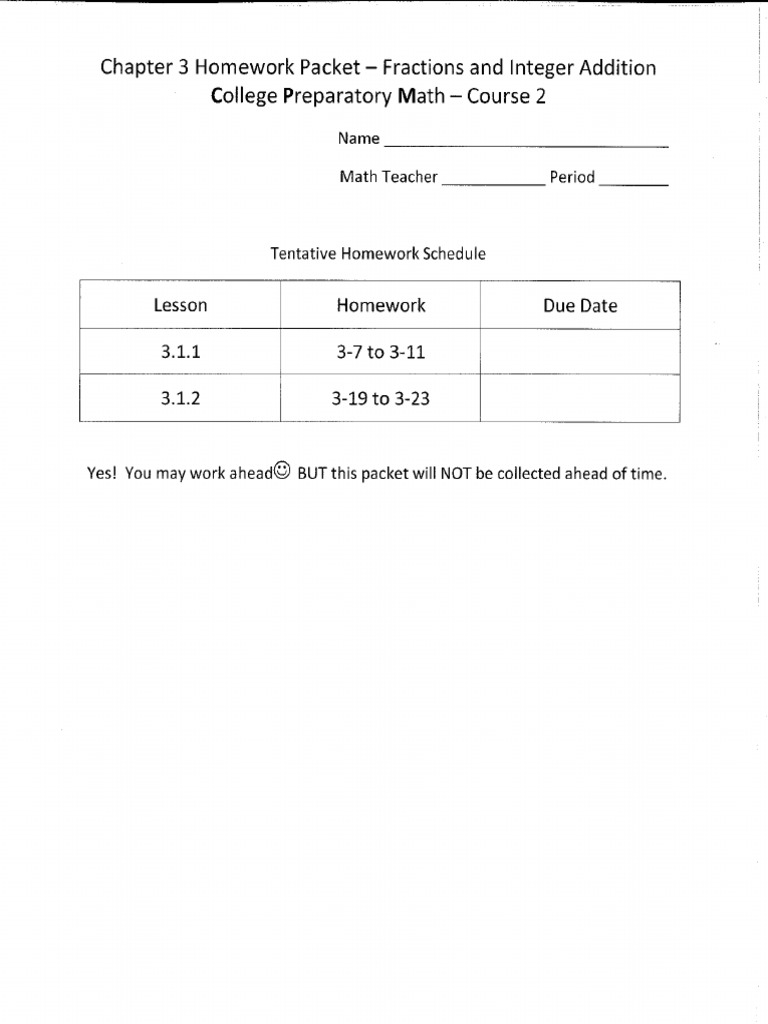 Chapter 3 Homework Packet 2016 | PDF