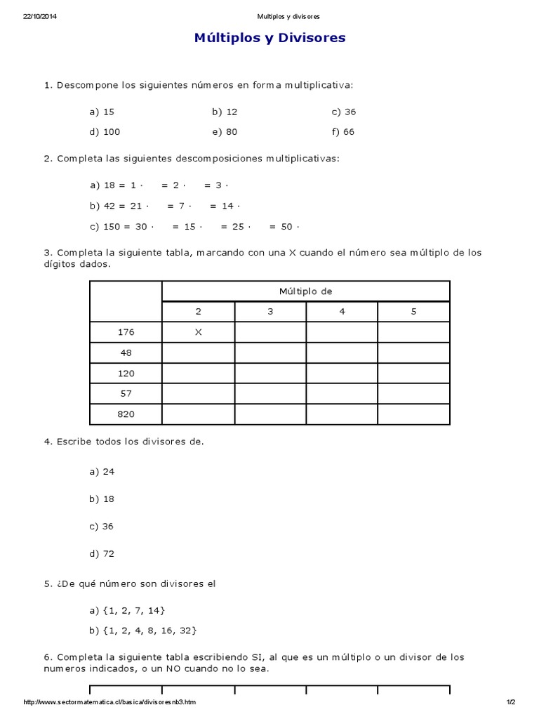 Multiplos y Divisores | PDF