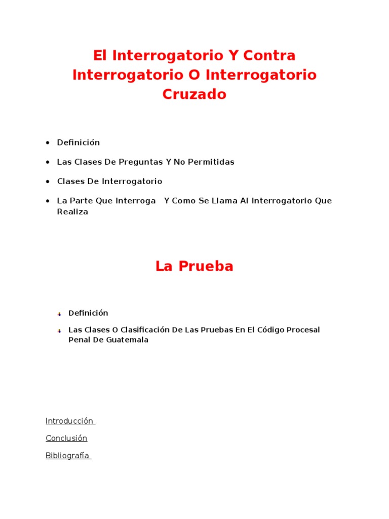El Interrogatorio Y Contra Interrogatorio O Interrogatorio Cruzado | PDF