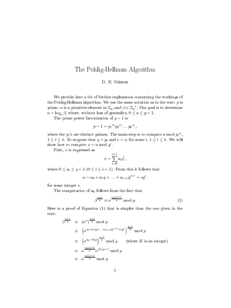 Pohlig Hellman Algorithm | PDF | Science & Mathematics